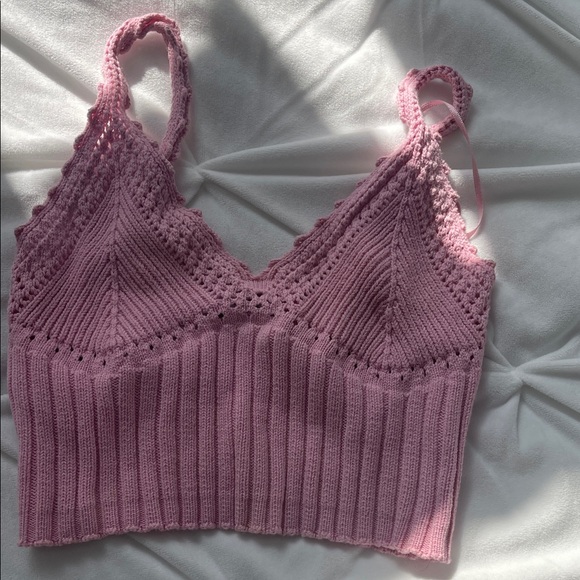 Mango | Tops | Mango Pink Knit Crop Top | Poshmark